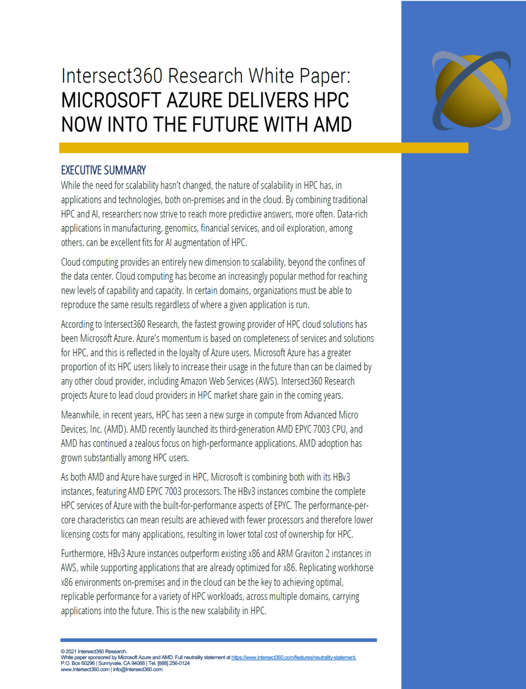 Intersect360 Research White Paper: Microsoft Azure Delivers HPC Now And ...